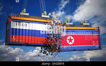 Cargo containers with flags of Russia and North Macedonia - 3D ...