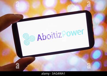 Aboitiz Power logo is displayed on a sign outside their station on ...