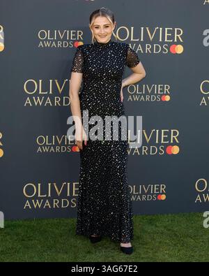 Hannah Lowther attends the Olivier Awards 2025 at the Royal Albert Hall ...