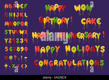 Balloon font. Inflatable letters, bubble numbers and balloons typeface ...