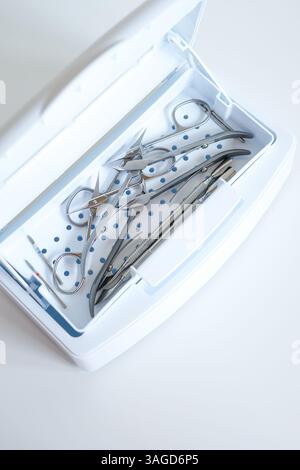 Cleaning and disinfecting manicure tools in a sterilizer for safe use ...