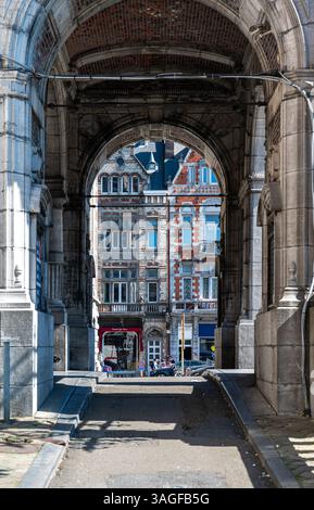 Monumental facade of the town hall of Schaerbeek, Brussels, Belgium ...