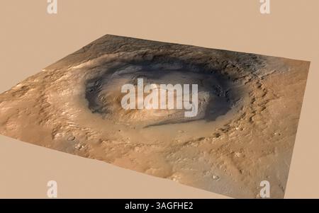 Aug. 14, 2012 - Gale Crater, Mars - This color-enhanced view shows NASA ...