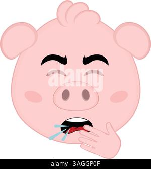 Vector Illustration of Pink Virus Character with cute face, simple hands and leg line art on ...