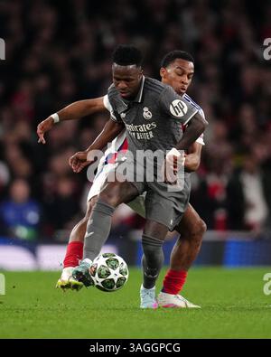 Real Madrid's Vinicius Junior, left, and Kylian Mbappe celebrate after ...