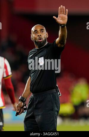 Referee Sam Allison during the Sky Bet Championship match at Riverside ...