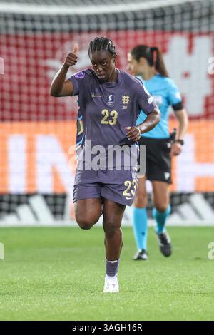 England's Michelle Agyemang celebrates after scoring her side's second ...