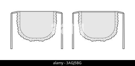 Maid Apron Scalloped technical fashion illustration. uniform for ...