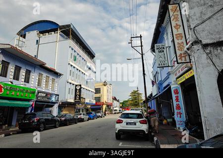 Muar, Malaysia - Mar 24, 2025: Street view with shop houses in Muar ...