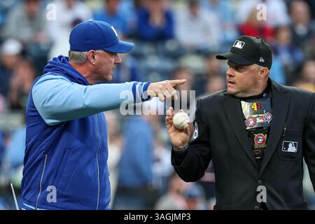 Home plate umpire Nick Mahrley (48) points to the Houston Astros ...