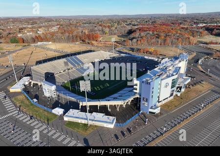 A general overall aerial view of Pratt & Whitney Stadium at Rentschler ...