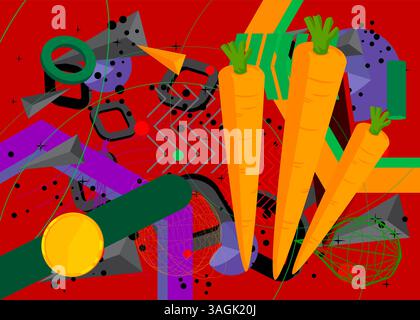 Carrot geometrical graphic retro theme background. Minimal geometric ...