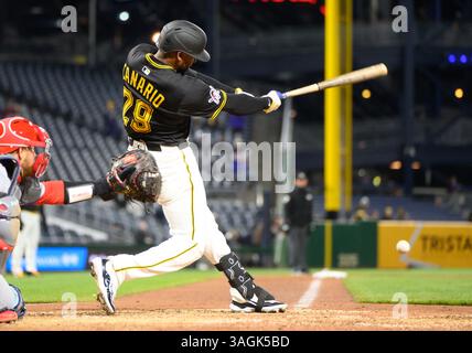 Pittsburgh Pirates' Alexander Canario in action during a baseball game ...