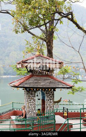 Shiva Mandir Gaurighat temple by Phewa lake in Pokhara, Nepal Stock ...