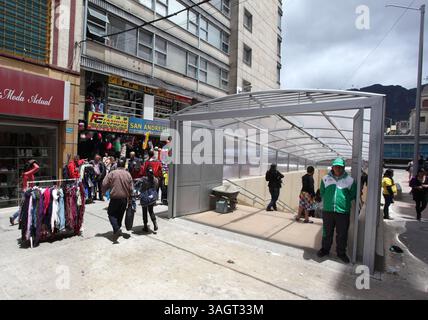 Bogota Colombia,San Victorino Carrera 10 Transmilenio bus stop,senior ...