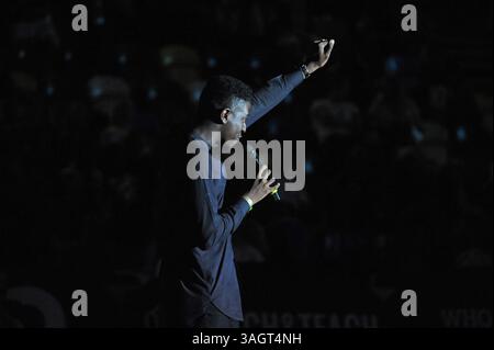 Jermain Jackman performs at Midnight Madness basketball final at the ...