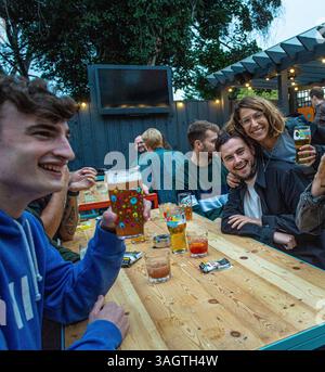Biergarden at The Corner Pin pub in Tottenham, United Kingdom Stock ...