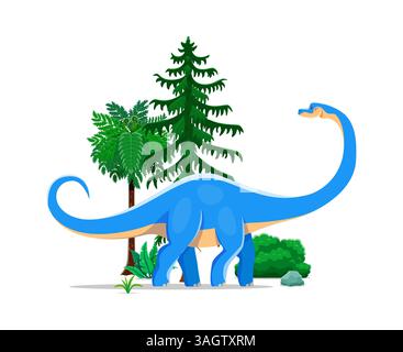 Cartoon datousaurus dinosaur character of prehistoric forest animal ...