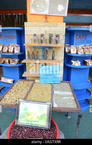 Nepali coffee beans displayed at a coffee shop by the World Peace ...