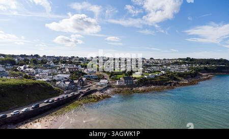 Drone photography of the coastal town of Benllech, Anglesey, Wales, UK ...