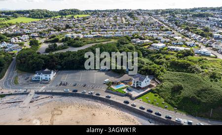 Drone photography of the coastal town of Benllech, Anglesey, Wales, UK ...