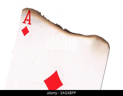 Detail of a partly burnt playing card on a white background Stock Photo ...