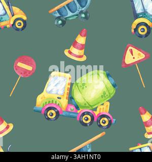 Tractor seamless pattern. Baby cars for boys repeating texture, endless ...