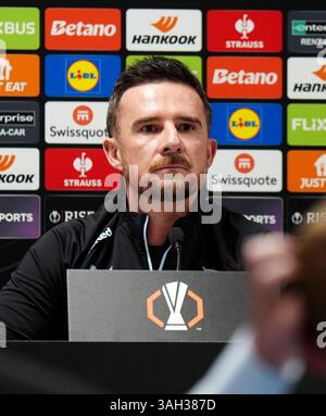 Rangers interim manager Barry Ferguson kicks the ball back during the ...
