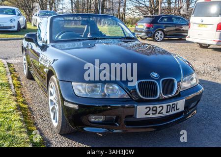 dark blue BMW Z3 convertible sports car front view side view parked ...