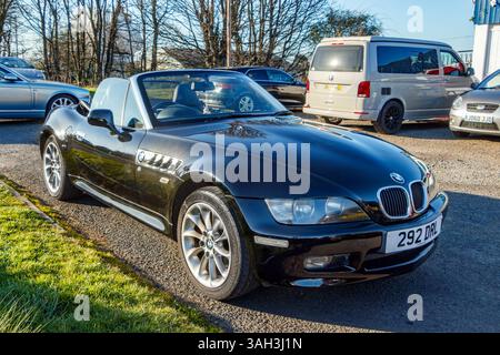 dark blue BMW Z3 convertible sports car front view side view parked ...