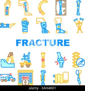 fracture injury bone break icons set vector Stock Vector Image & Art ...