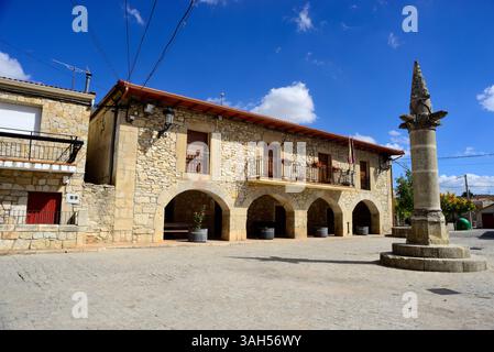 Main square of Galve de Sorbe, Guadalajara, Spain Stock Photo - Alamy