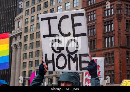 Boston, MA, US-April 5, 2025: Hands Off anti-Trump protest organized by ...