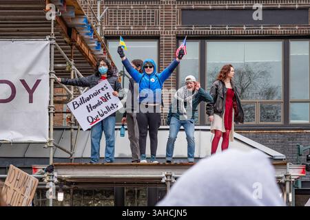 Boston, MA, US-April 5, 2025: Hands Off anti-Trump protest organized by ...
