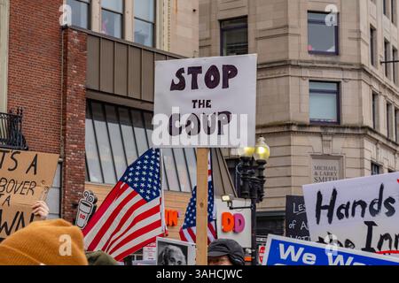 Boston, MA, US-April 5, 2025: Hands Off anti-Trump protest organized by ...