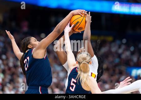 UConn forward Sarah Strong (21) shoots a free-throw in the second half ...