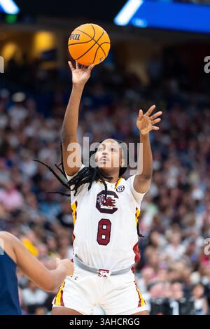 South Carolina forward Joyce Edwards shoots during the first half of an ...