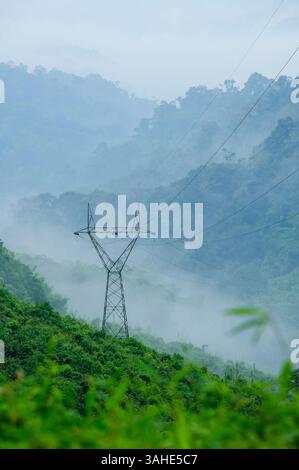 high voltage post in forest in early spring time Stock Photo - Alamy