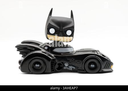Batman in Batmobile vinyl figure by Funko Pop Rides, isolated on white ...