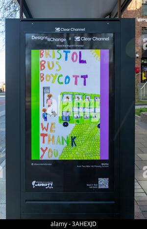 Artwork poster on bus shelter to commemorate 60 years since the Bristol ...