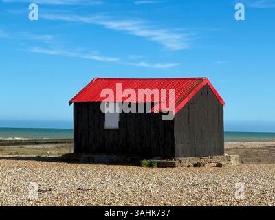 Red Hut, Camber Sands, Rye Harbour, Rye, East Sussex, England, UK Stock ...