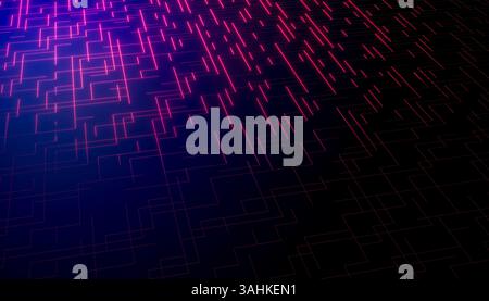 A 3D rendering of glowing purple geometric shapes against a black ...