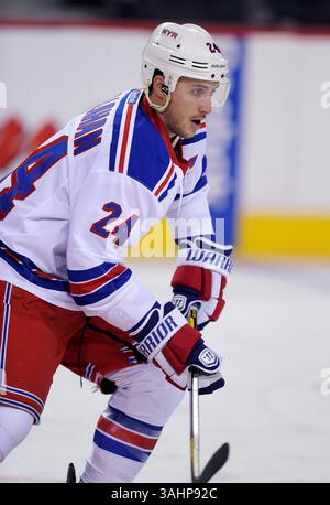 The New York Rangers' Ryan Callahan (24) positions himself in front of ...