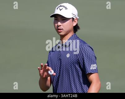Min Woo Lee of Australia reacts on the 6th hole in round two of the ...