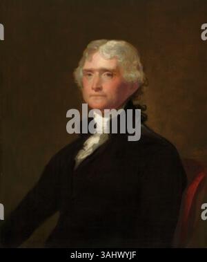 Portrait of Thomas Jefferson painted by Gilbert Stuart in 1821 Stock ...