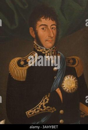 This oil painting portrays General Jose Maria Reyna Barrios, a ...