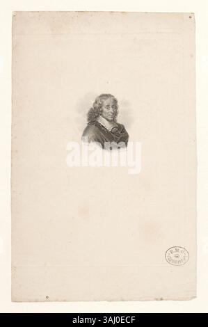 This intaglio print features Blaise Pascal, a renowned French ...