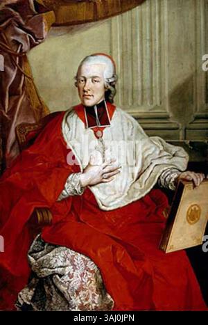 This portrait depicts Archbishop Hieronymus von Colloredo, a ...