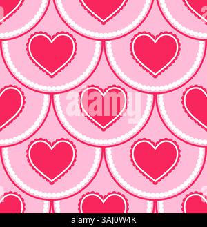 Symmetrical seamless pattern with layered hearts Stock Vector Image ...