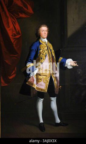 This oil painting by Hamlet Winstanley, created around 1740, portrays ...